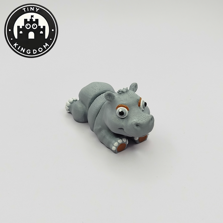 3D Printable Flexi Tiny Hippo, Articulated fidget figure, keychain version included, 3mf ...